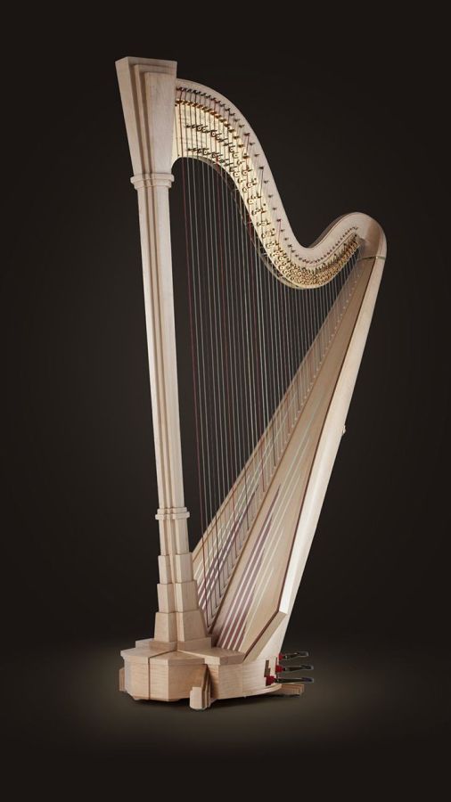 Elegante Harfe mit einem Design aus der Art Deco Epoche. Die Harfe ...